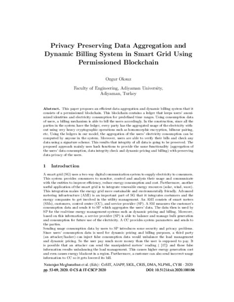Pdf Privacy Preserving Data Aggregation And Dynamic Billing System In