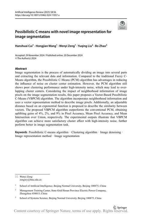 Pdf Possibilistic C Means With Novel Image Representation For Image
