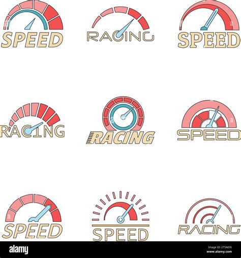 Speedometer Level Indicator Logo Set Outline Illustration Of 9 Speedometer Level Indicator