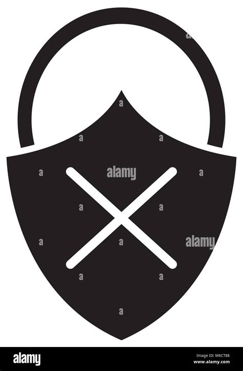 Silhouette Close Padlock Shield With Bag Protection Stock Vector Image And Art Alamy