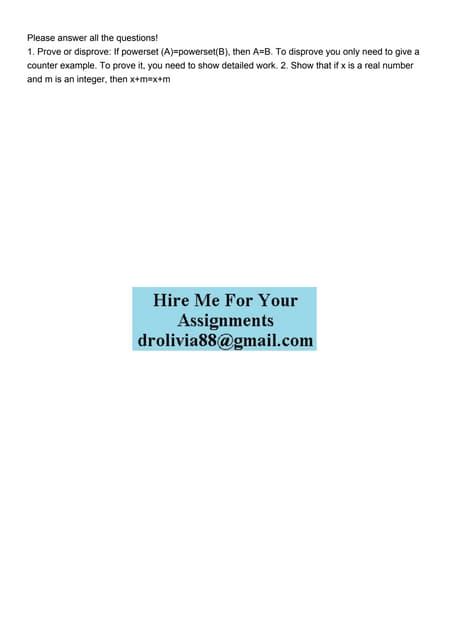 Please Answer All The Questions 1 Prove Or Disprove If Pdf