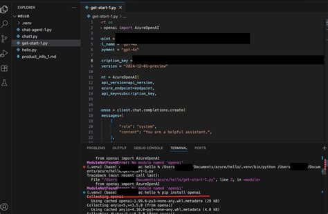 modulenotfounderror no module named openai microsoft qanda