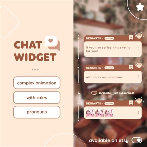 Chat Widget For Twitch With Alerts Coffee Chat Streamelements Obs Etsy