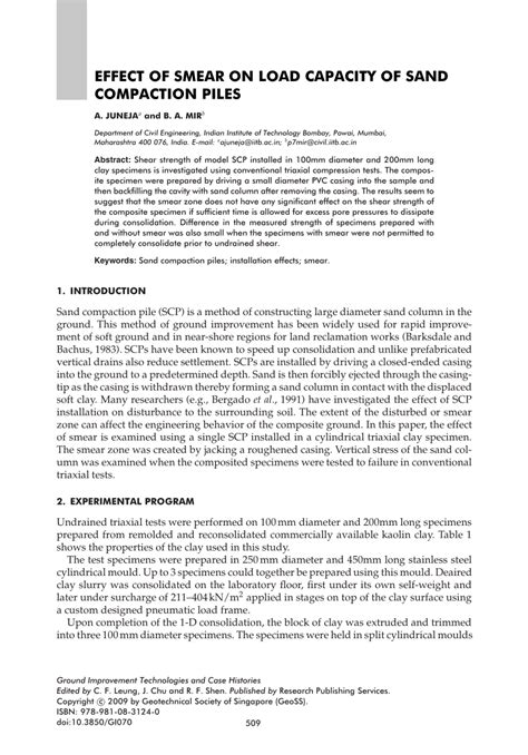 Pdf Effect Of Smear On Load Capacity Of Sand Compaction Piles