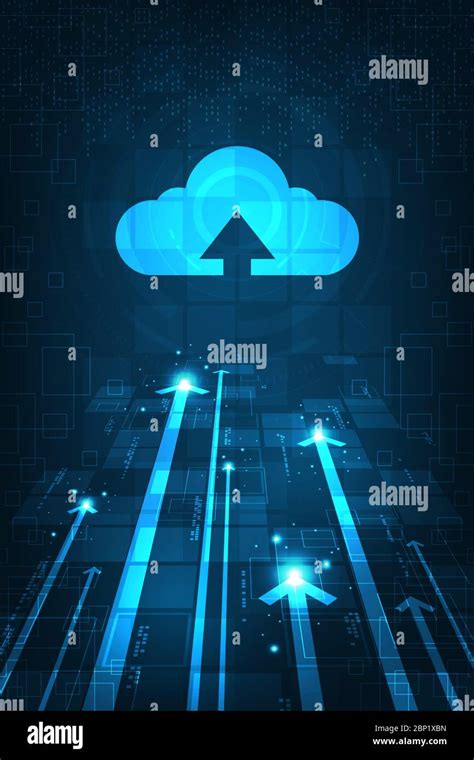cloud interface that shows data uploading to the internet stock vector