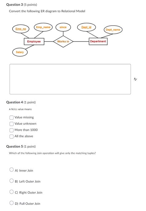 Solved Question 3 5 Points Convert The Following ER Chegg Com