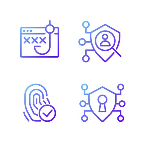 Data Security And Protection Pixel Perfect Gradient Linear Vector Icons