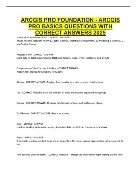 Arcgis Pro Foundation Arcgis Pro Basics Questions With Correct Answers 2025 Arcgis Pro