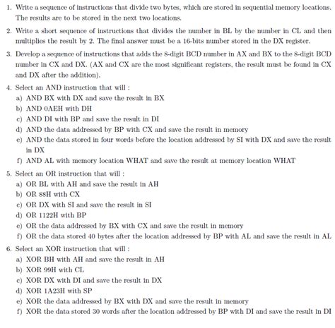 solved 1 write a sequence of instructions that divide two