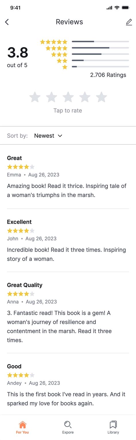 free and customizable book review app template visily