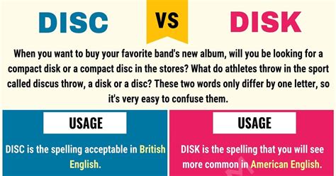 Disc Vs Disk When To Use Disk Vs Disc • 7esl