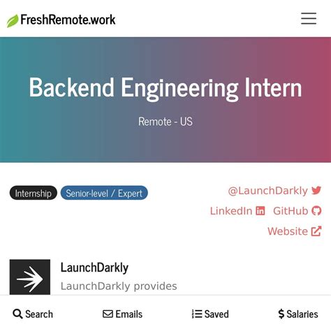 📢 Launchdarkly Is Hiring A Backend Engineering Intern Rremotejobs