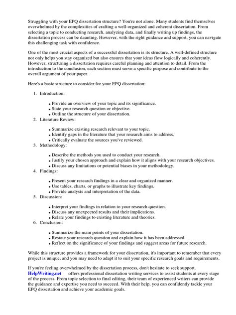 Epq Dissertation Structure Pdf Methodology