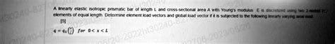 Solved Texts A Linearly Elastic Isotropic Prismatic Bar Of Length L And Cross Sectional Area A