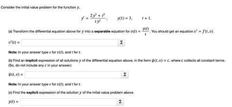 Solved Consider The Initial Value Problem For The Function Chegg