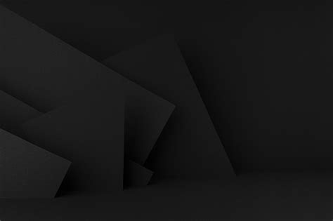 모서리 가장자리 및 삼각형의 추상적인 기하학적 패턴이 있는 현대적인 짙은 검은색 무대 모형은 프레젠테이션 화장품 상품 광고 단순한 도시 그래픽 스타일의 디자인을 위한