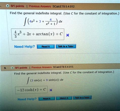 solved 0 1 points previous answers scalcet8 5 4 012 find the general