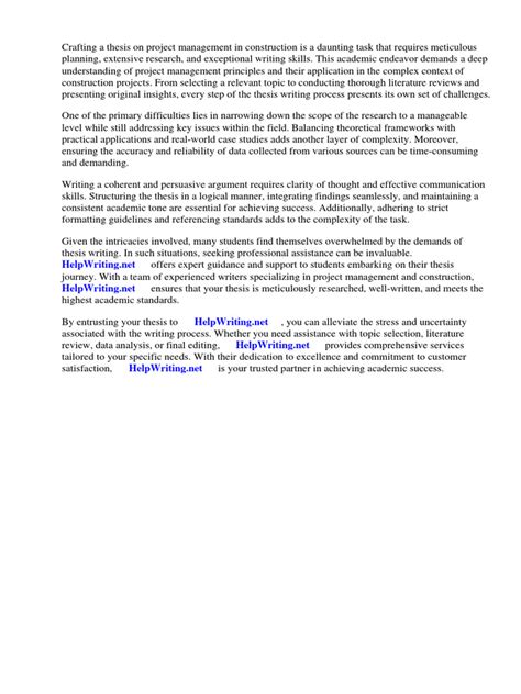 Thesis Project Management Construction Download Free Pdf Project Management Building