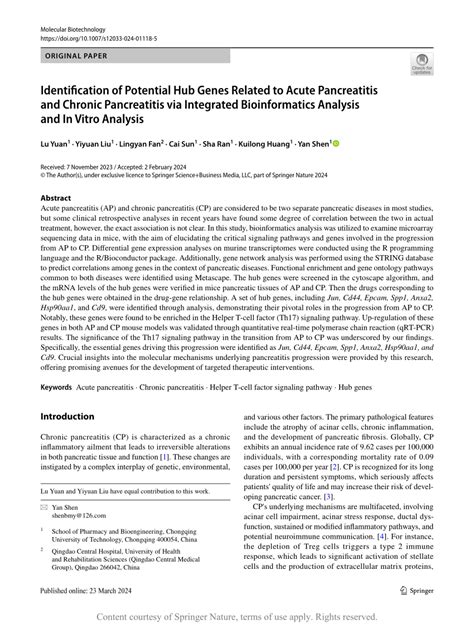Identification Of Potential Hub Genes Related To Acute Pancreatitis And