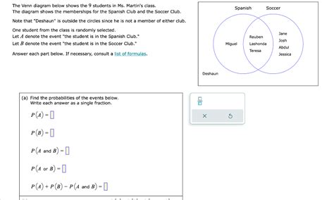 Solved The Venn Diagram Below Shows The Students In Ms Chegg