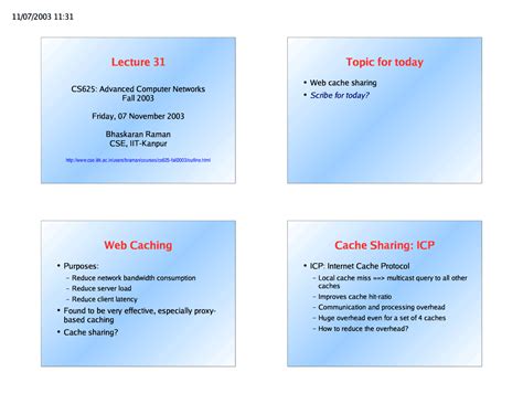Advanced Computer Networks Lecture 31 Slides Computer Science