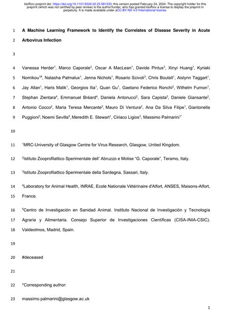 Pdf A Machine Learning Framework To Identify The Correlates Of Disease Severity In Acute