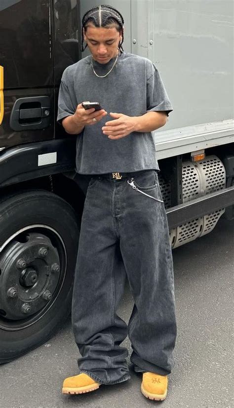 Baggy Pants Fits Men Boxy Outfit Men Mens Outfits Blue Jeans