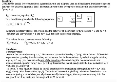 Problem 1 Consider The Closed Two Compartment System Shown In Course Hero