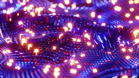 Animated Wave Moving Structure Of Blue Cubes With Glare And Radiance Infinitely Looped