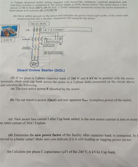 Solved A 3 Phase Electrical Motor Wiring Diagram With Chegg