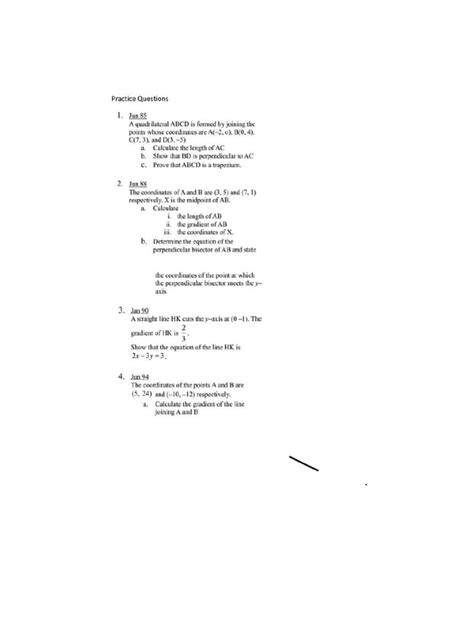 Co Ordinate Geometry Practice Csec Math Questions Pdf