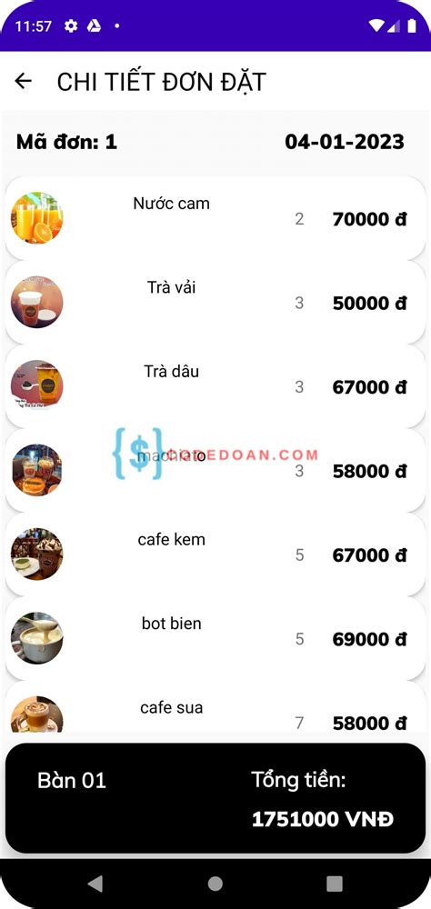 App Quản Lý Quán Cafe đơn Giản Csdl Sqlite Ngôn Ngữ Java Có Báo Cáo Sàn Giao Dịch Source Code