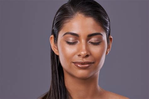 Premium Photo Skincare Cosmetics And Woman With Makeup Closed Eyes