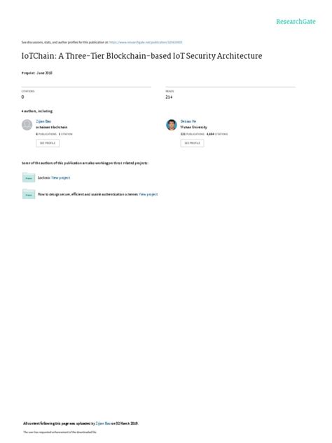 Iotchain A Three Tier Blockchain Based Iot Securit Pdf Internet Of