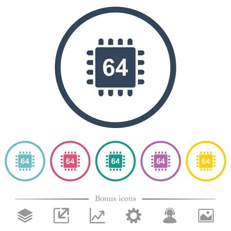 microprocessor bit architecture flat white icons square backgrounds