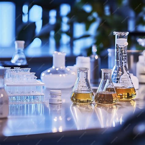 Chemistry Lab Setup With Glassware And Equipment Premium Ai Generated