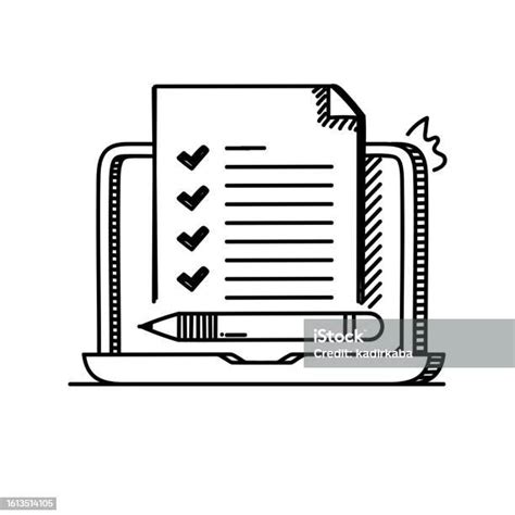 온라인 설문 조사 라인 아이콘 스케치 디자인 픽셀 퍼펙트 편집 가능한 스트로크 로고 기호 기호 검사 보기에 대한 스톡 벡터 아트