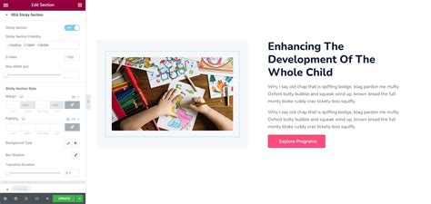 Elementor Sticky Section Responsive Addons For Elementor