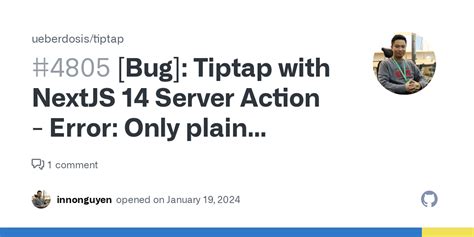 [bug] tiptap with nextjs 14 server action error only plain objects