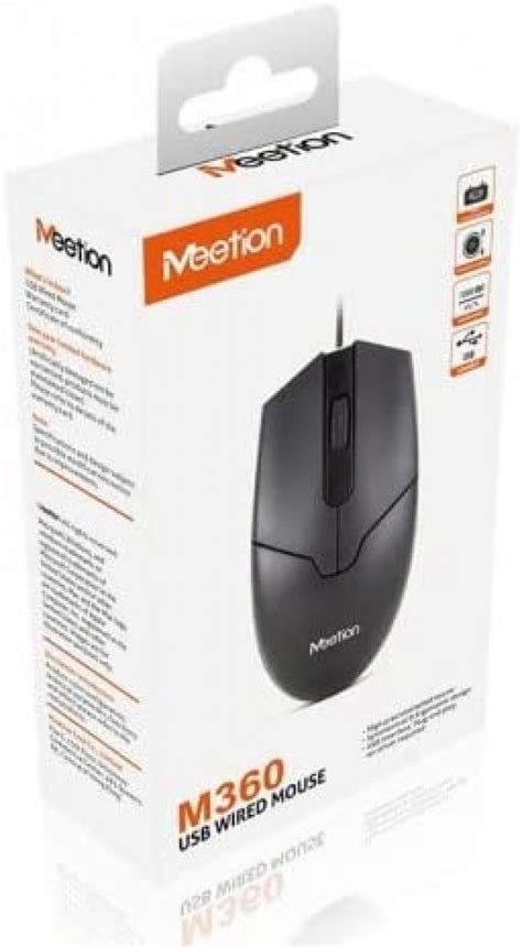 Meetion Mt M360 Usb Wired Optical Computer Mouse Black