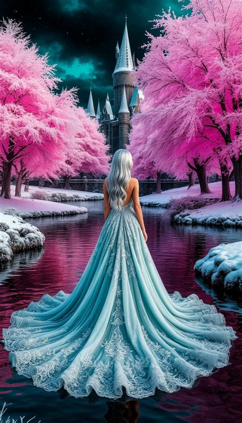 «Невероятно красивая девушка с длинными серебряными волосами платье от … — картинка создана в