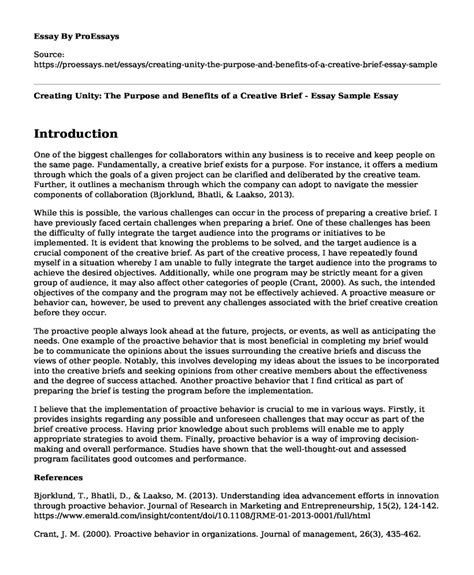 📌 Creating Unity The Purpose And Benefits Of A Creative Brief Essay