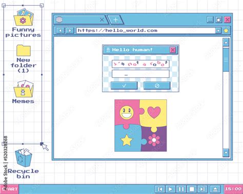 Desktop In Style Of An Old Computer UI Design Elements Icons Web Browser Window Player
