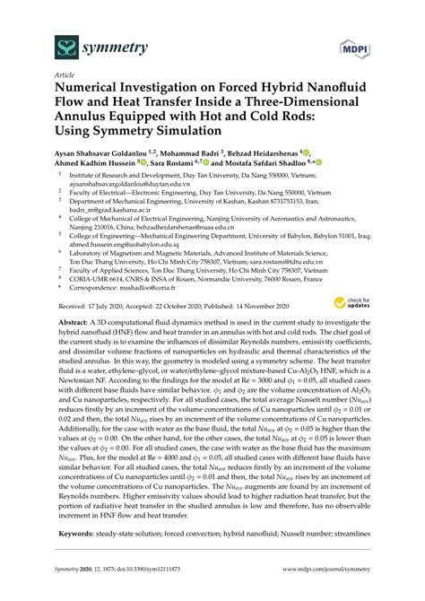 Pdf Numerical Investigation On Forced Hybrid Nanofluid Flow And Heat Transfer Inside A Three