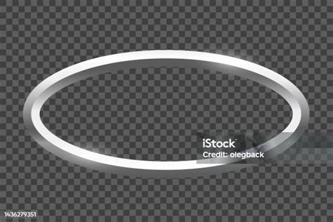 투명한 배경에 사진을위한 은색 타원형 프레임 그림 그림 카드 또는 사진을위한 빈 공간 3d 현실적인 현대 템플릿 벡터 일러스트레이션 간단한 강철 개체 모형 0명에 대한 스톡