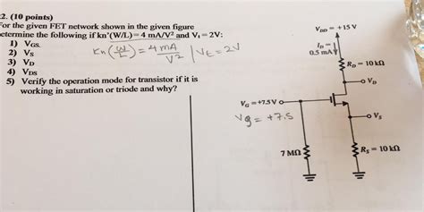 solved 2 10 points or the given fet network shown in the
