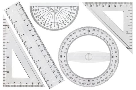 Premium Photo Set Of Drawing Tools Ruler Protractor Triangle Isolated On White Background