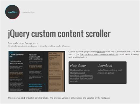 JQuery Custom Content Scroller Custom Scrollbar Plugin Utilizing Jquery UI Thats Fully