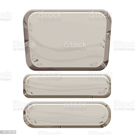 흰색 배경 스톡 벡터 일러스트레이션에 고립 된 만화 스타일의 금이 간 질감패널 만화 스톤 태블릿을 설정합니다 요소 사각형 Ui