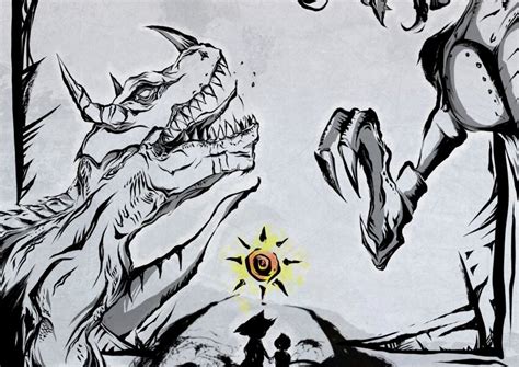 Greymon Parrotmon Digimon Digimon Adventure Movie Highres Crests Digimon Digimon